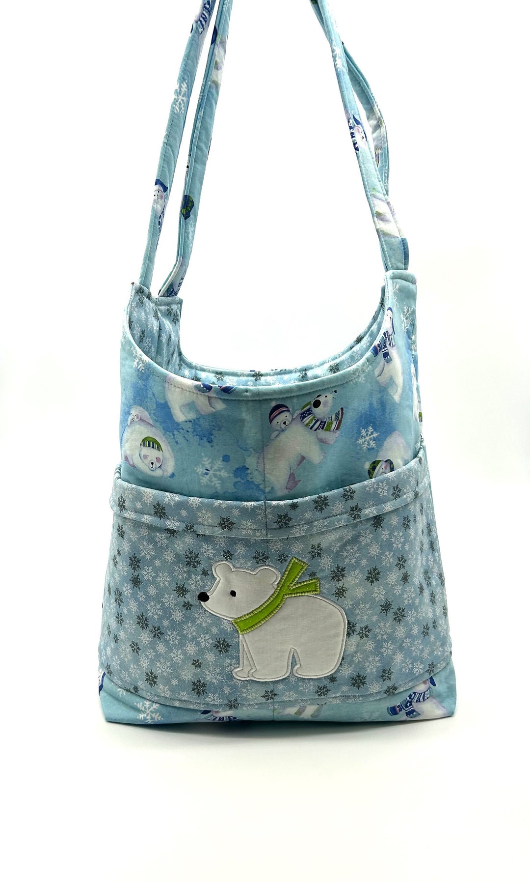 Polar Bear, Sparkle Fabric, Winter Tote, Secret Santa Gift, Christmas ...