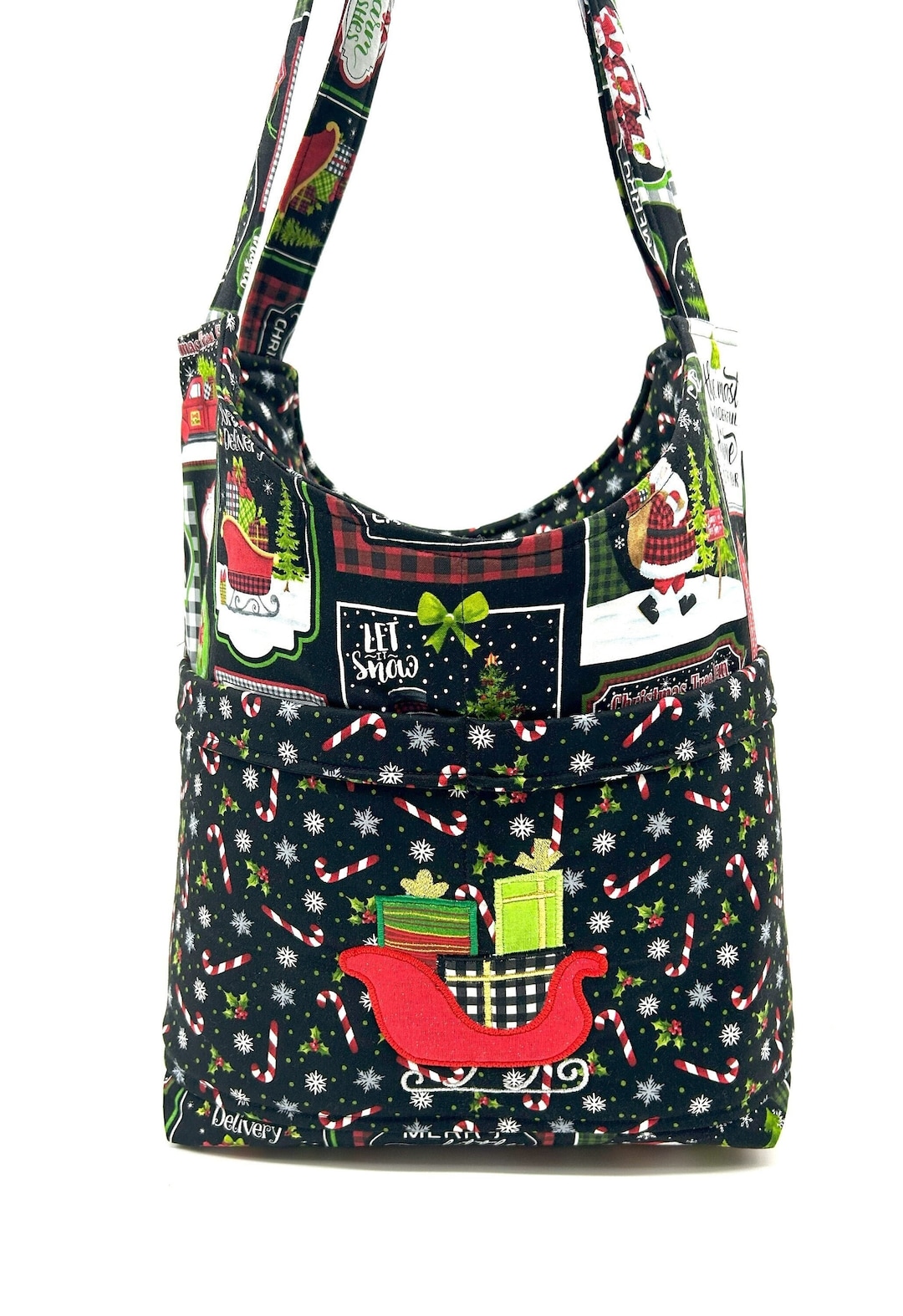 Santa's Sleigh Bag, Christmas Tote, Santa, Christmas, Winter Tote ...