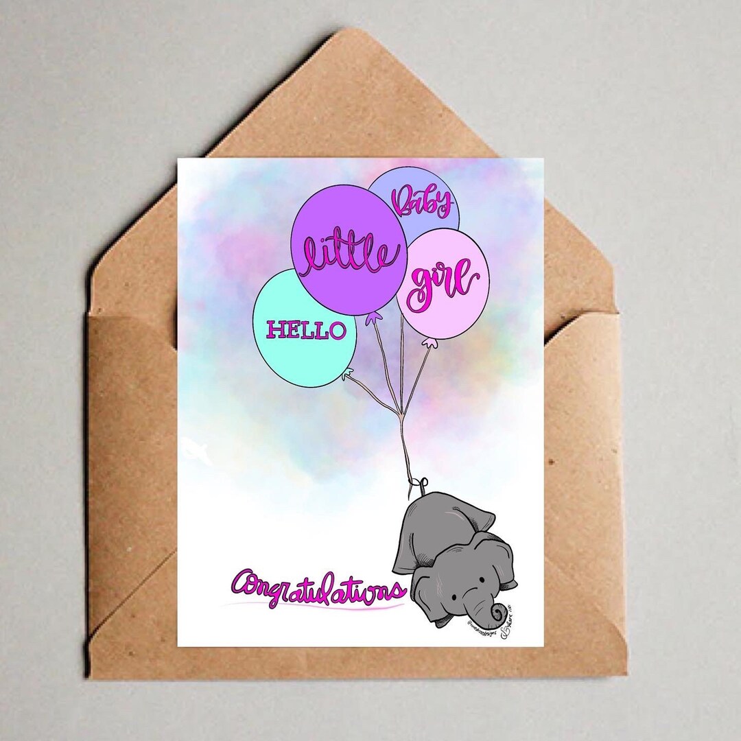 Hello Little Baby Girl Celebration New Baby Greeting Card - Etsy