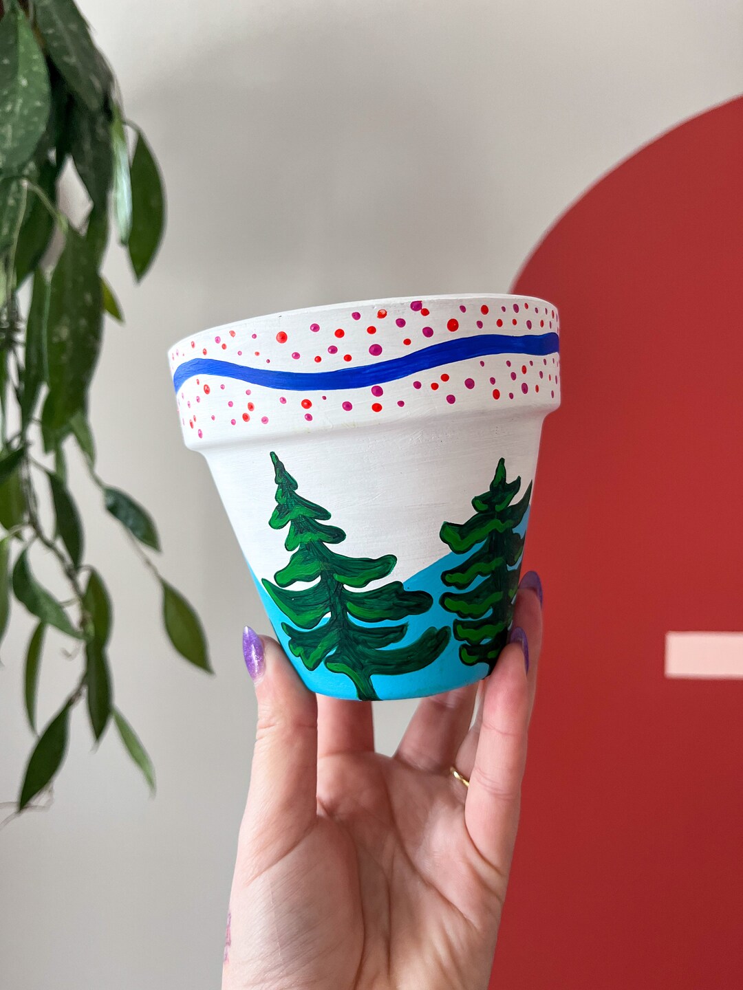Trees Hand Painted Pot - Etsy