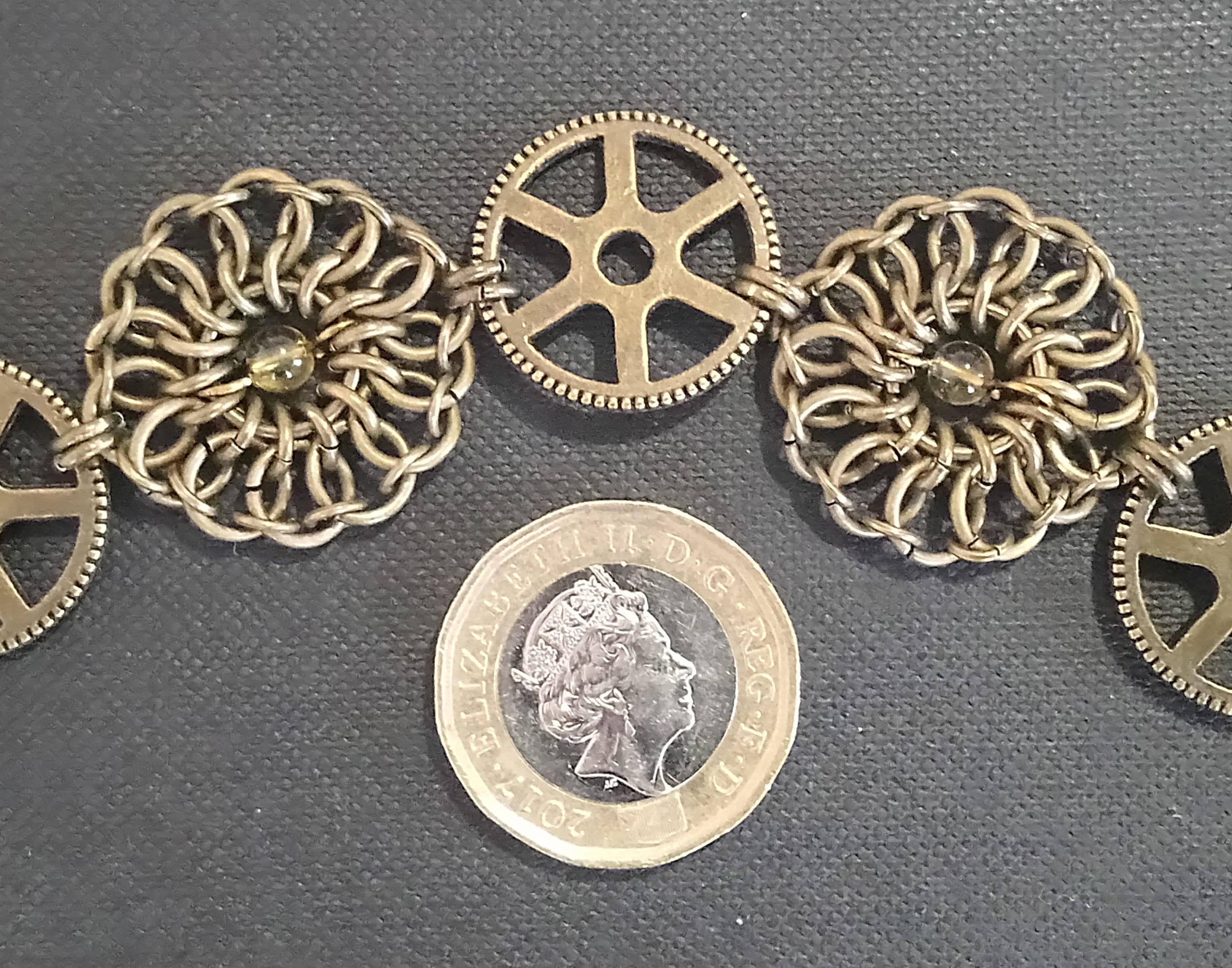 Bronze Steampunk Chainmaille Gear Bracelet With Citrine - Etsy