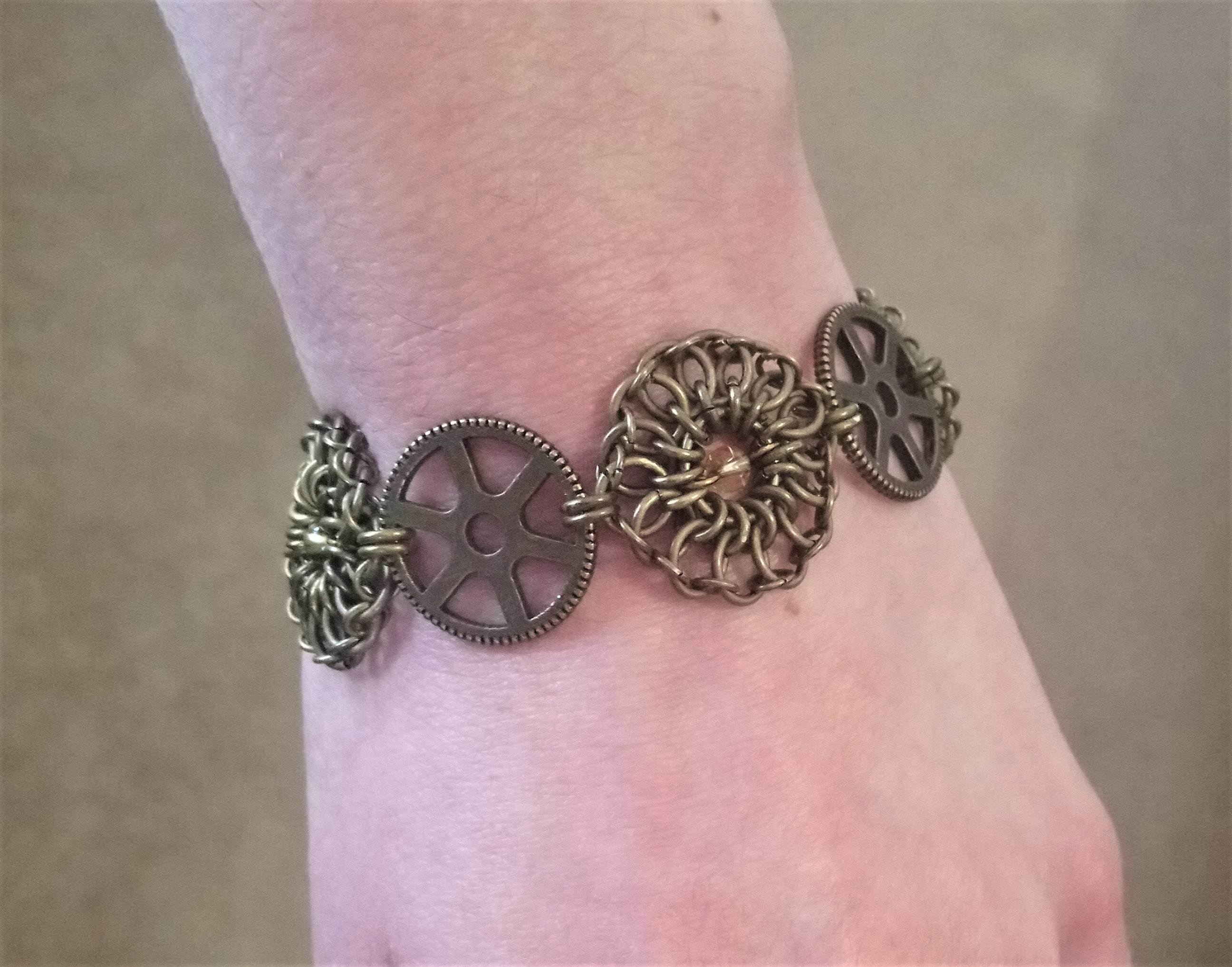 Bronze Steampunk Chainmaille Gear Bracelet With Citrine - Etsy