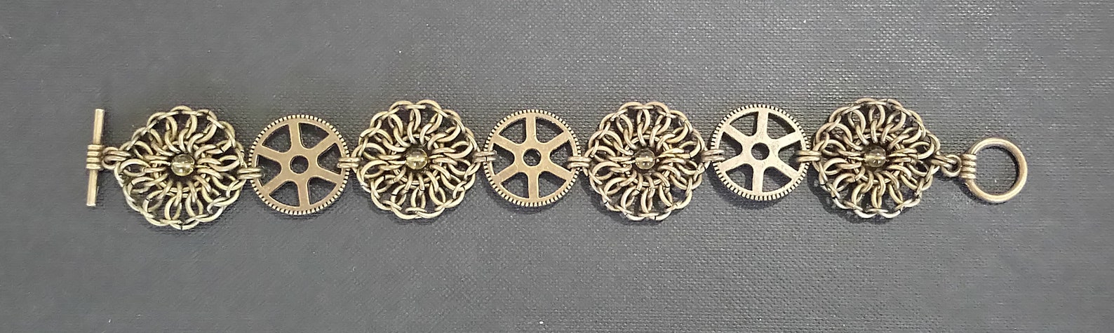 Bronze Steampunk Chainmaille Gear Bracelet With Citrine - Etsy