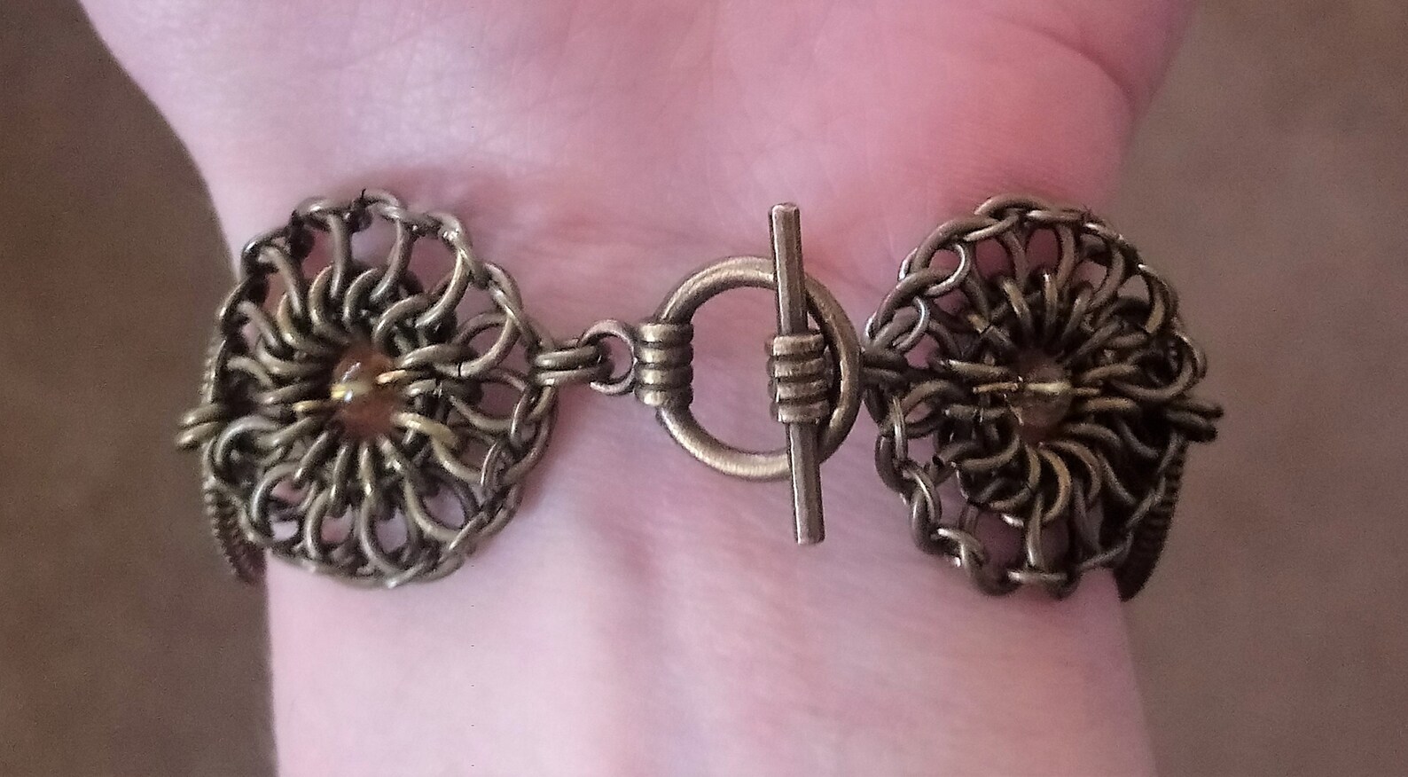 Bronze Steampunk Chainmaille Gear Bracelet With Citrine - Etsy