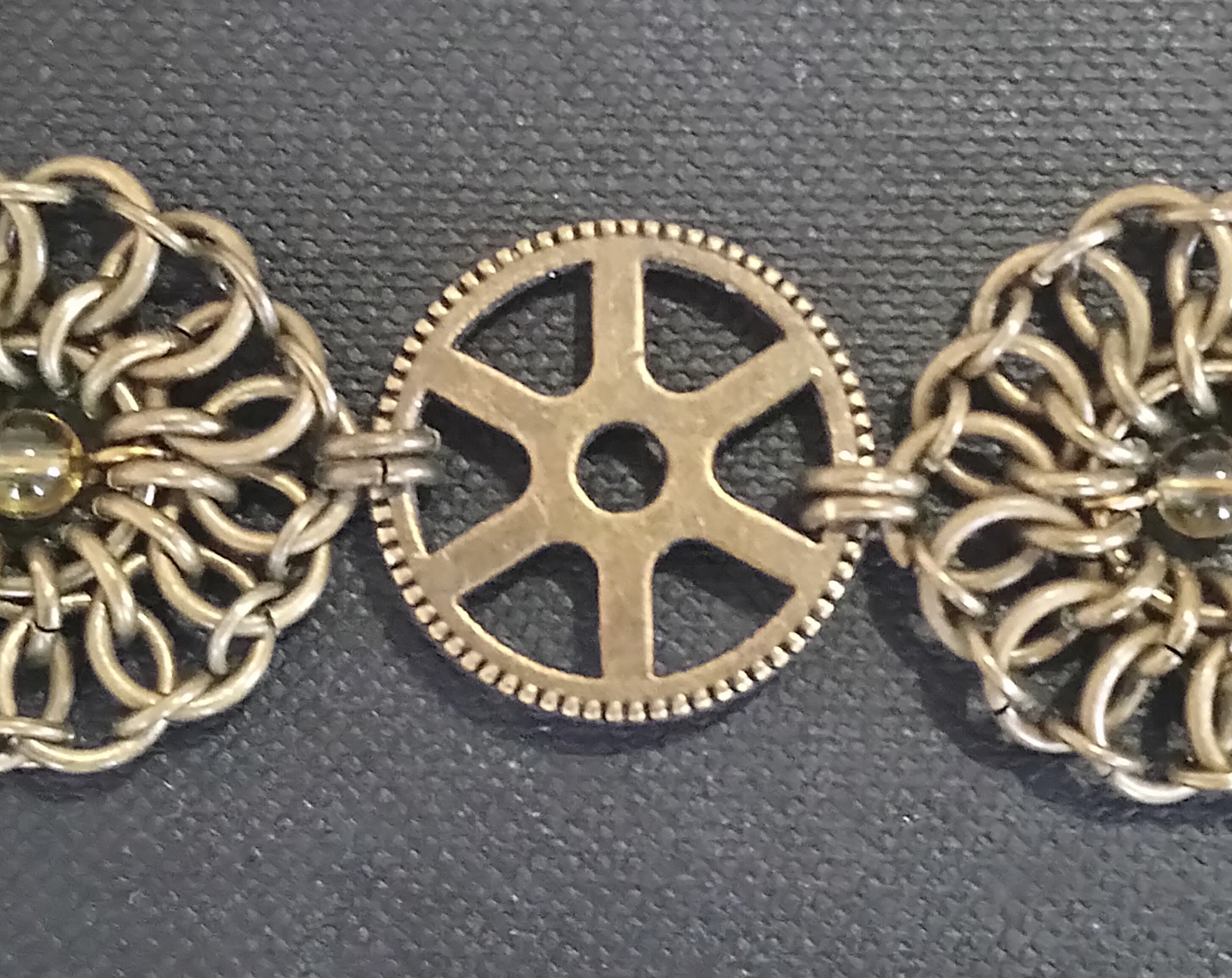 Bronze Steampunk Chainmaille Gear Bracelet With Citrine - Etsy