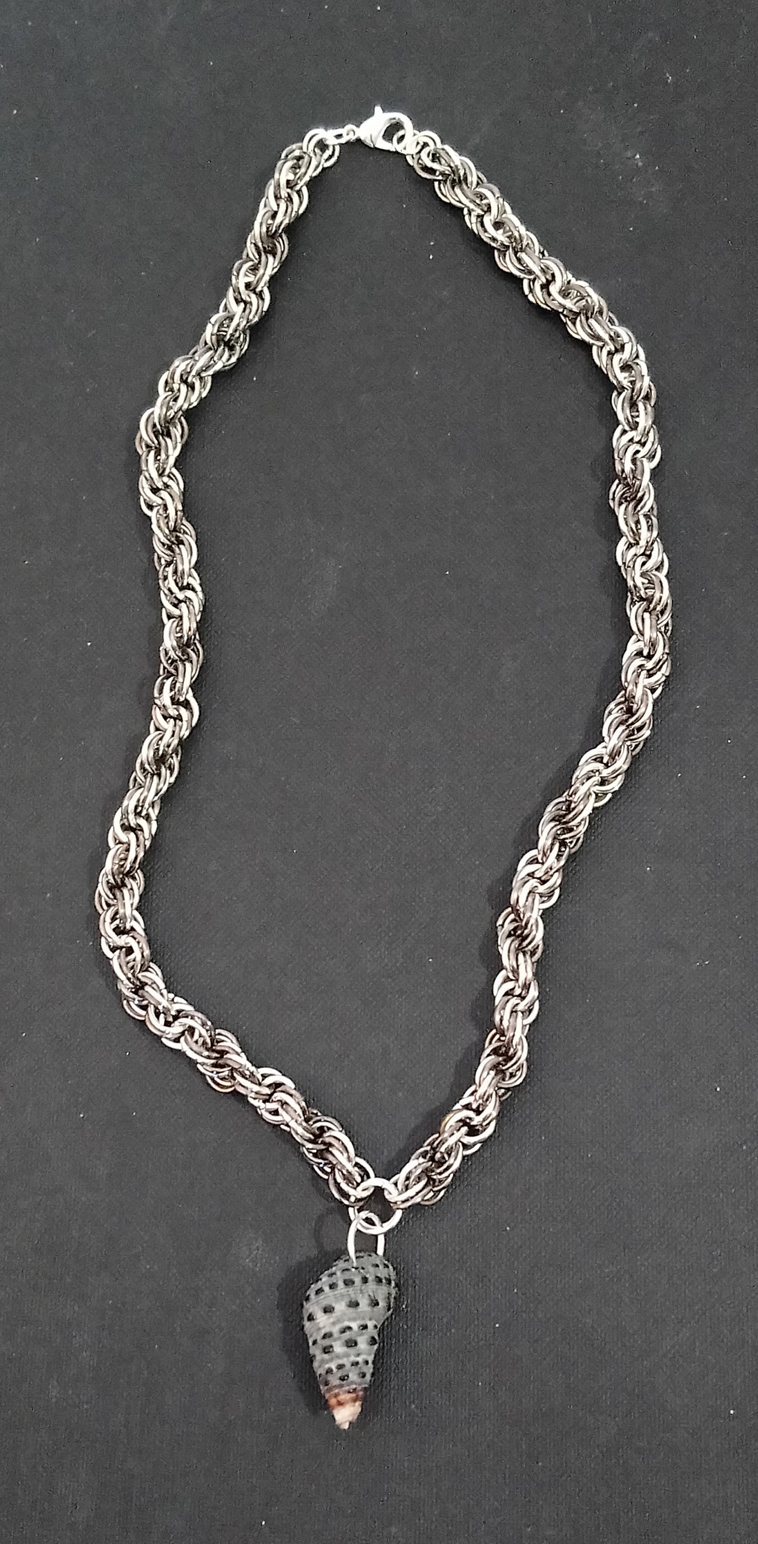 Black and Silver Spiral Seashell Necklace - Etsy