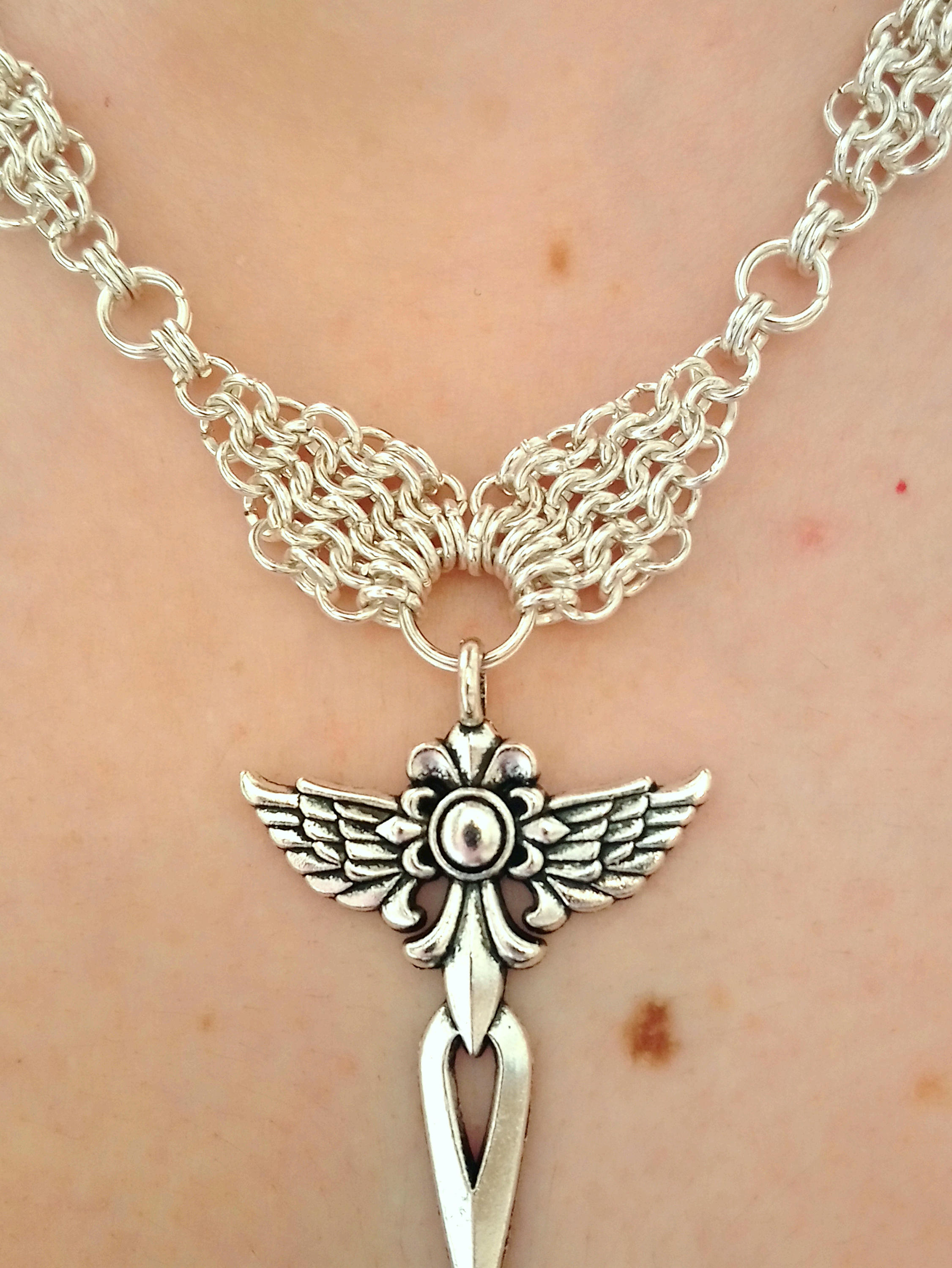 Silver Plated Angel Wing Sword Necklace - Etsy