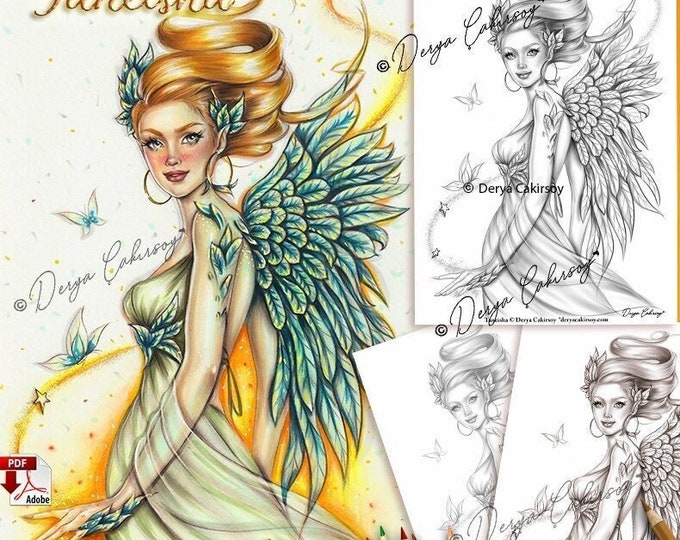 Taneisha '' Coloring Page Grayscale Llustration - Etsy