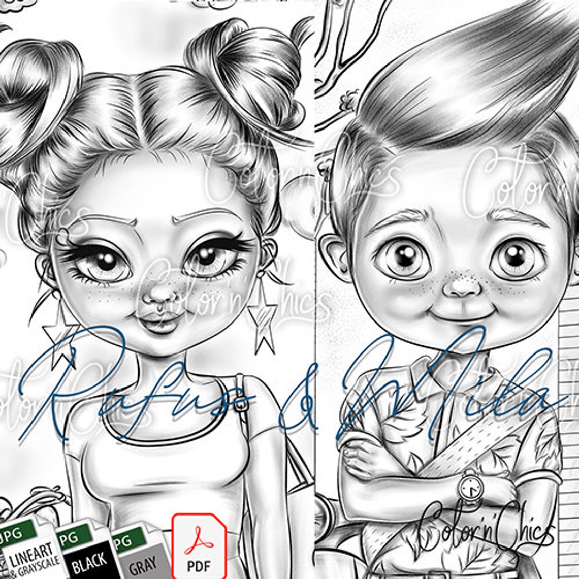 Rufus & Mila Coloring Pages Set Illustration Printable - Etsy