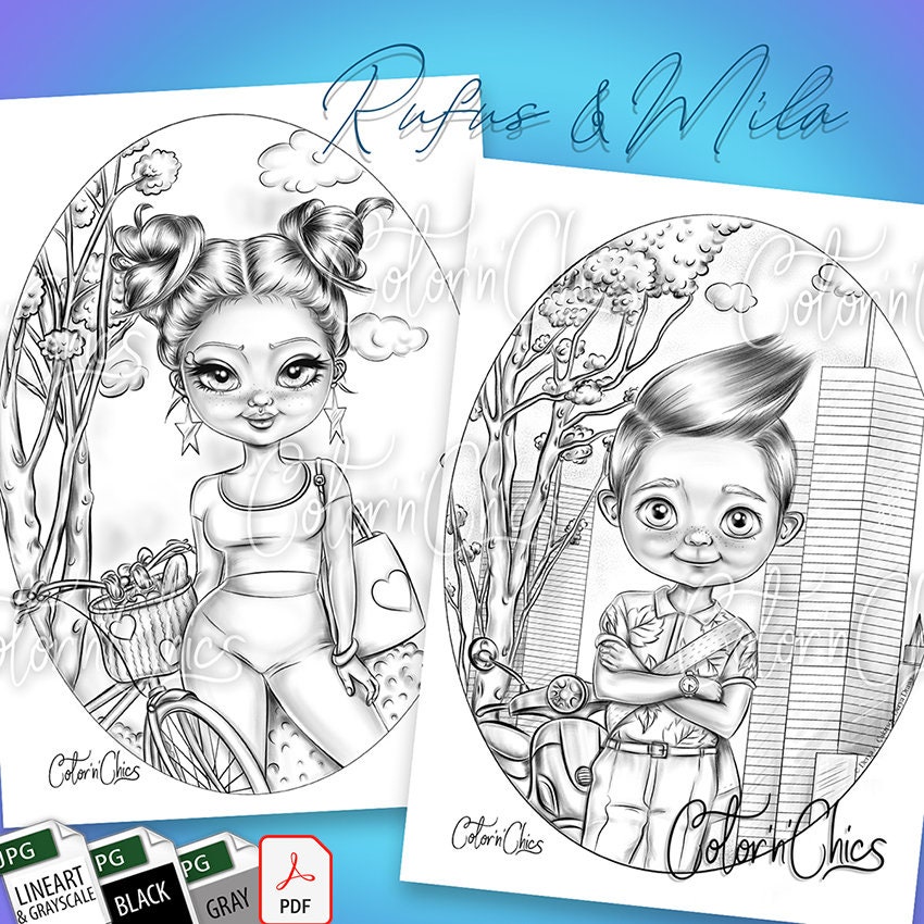 Rufus & Mila Coloring Pages Set Illustration Printable | Etsy