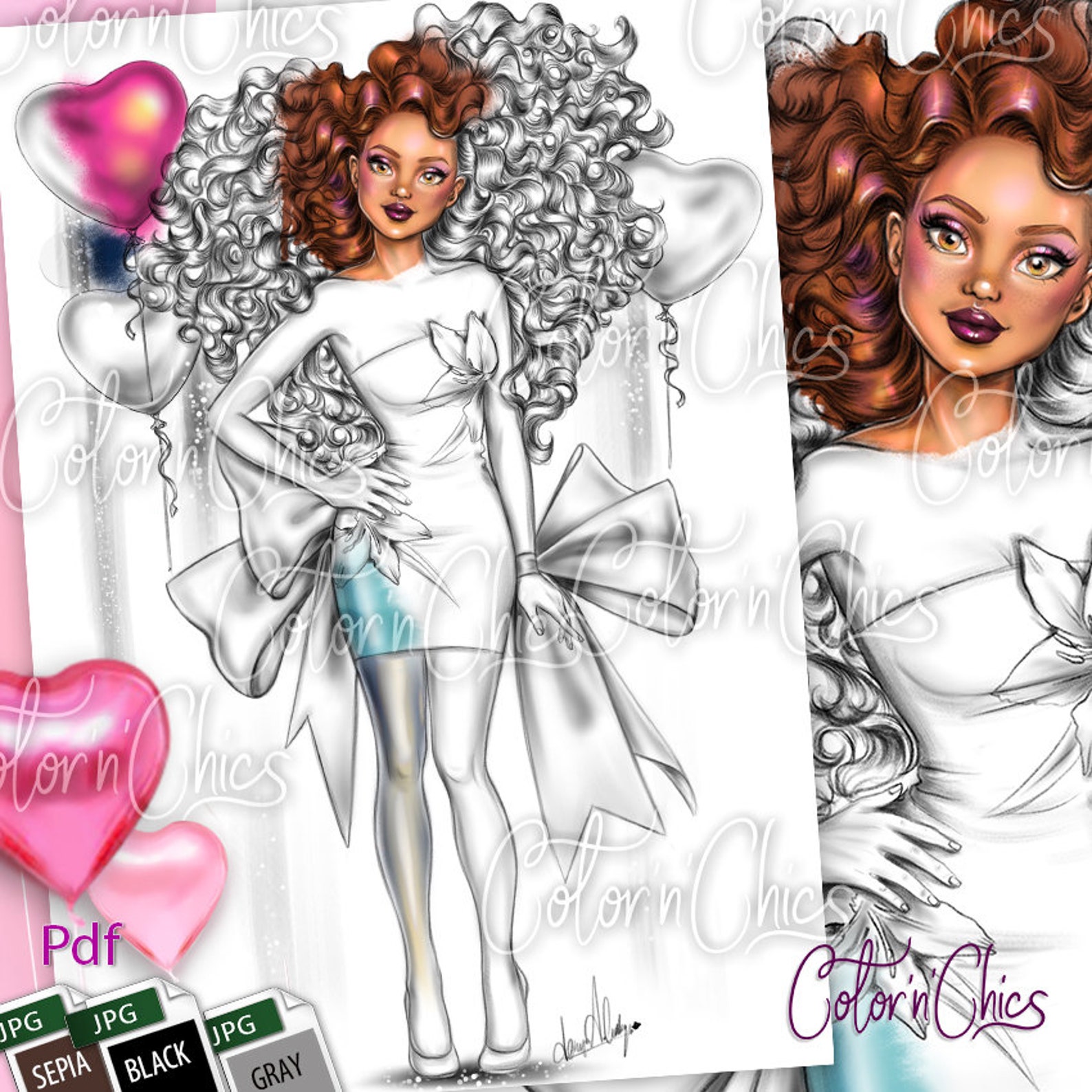 Dolly Premium Coloring Page for Adults printable Original - Etsy
