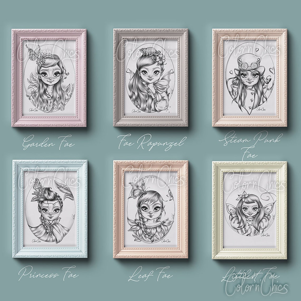 Fairy Portraits Grayscale and Lineart All in 1 Bundle ,dark & Light ...