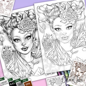 Glam Fairy '' Coloring Page Illustration Printable Original Artwork ...