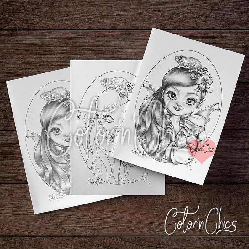 Fairy Portraits Grayscale and Lineart All in 1 Bundle ,dark & Light ...