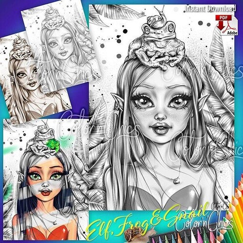 Eve Grayscale & Lineart Illustration Premium Coloring Page for - Etsy