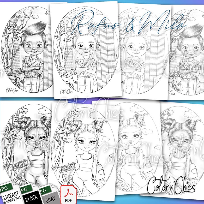 Rufus & Mila Coloring Pages Set Illustration Printable | Etsy