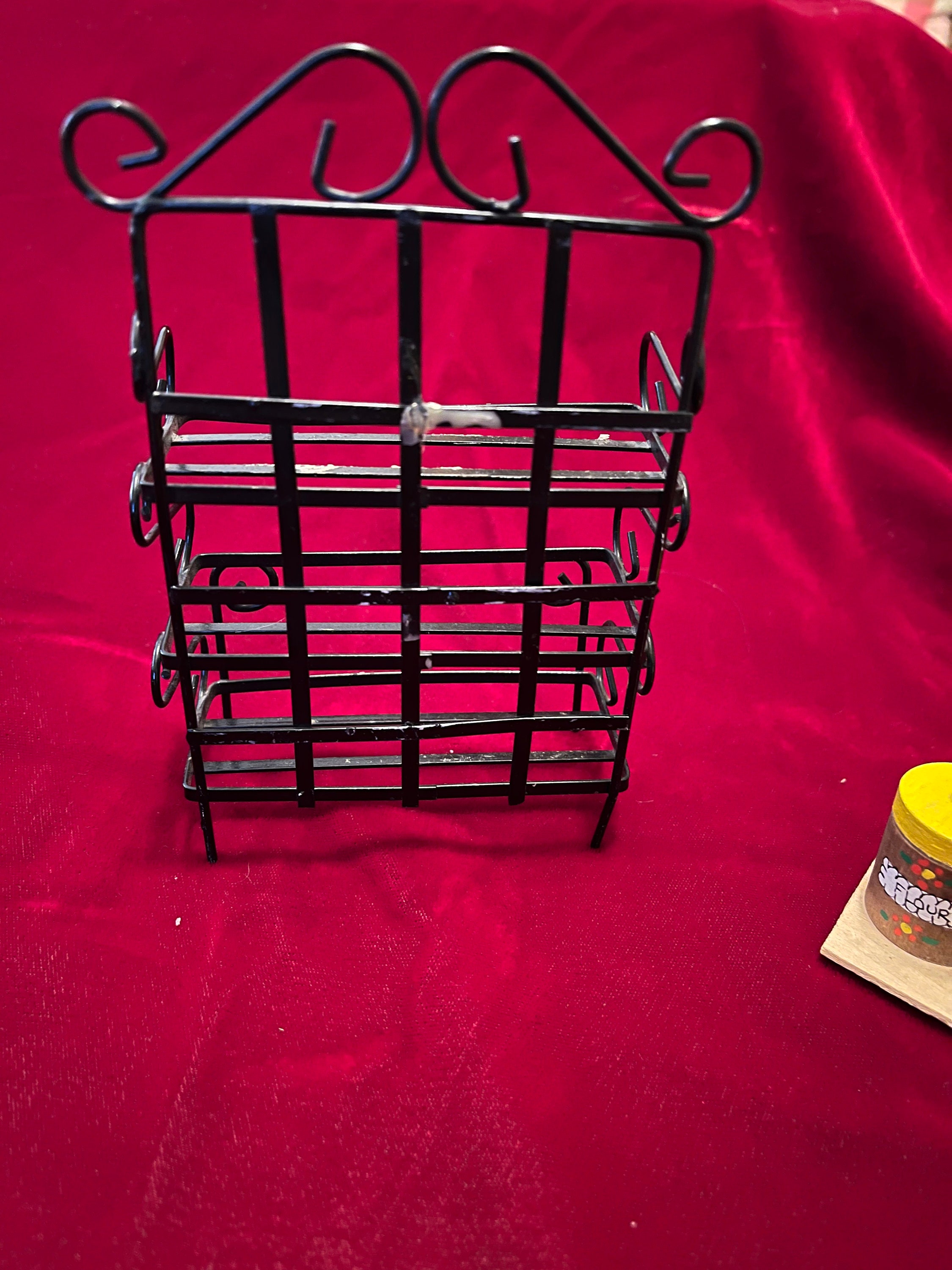 Vintage Wire Bakers Rack W/ 3 Shelves Wooden Cannister Set - Etsy