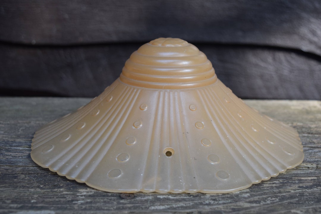 Vintag Amber Ruffled Seashell Glass Ceiling Shade Chain Suspension - Etsy
