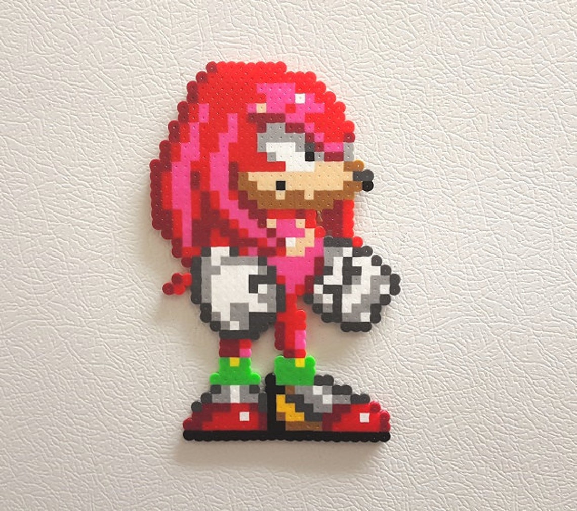 Knuckles Perler Beads pixel art video game art sonic | Etsy