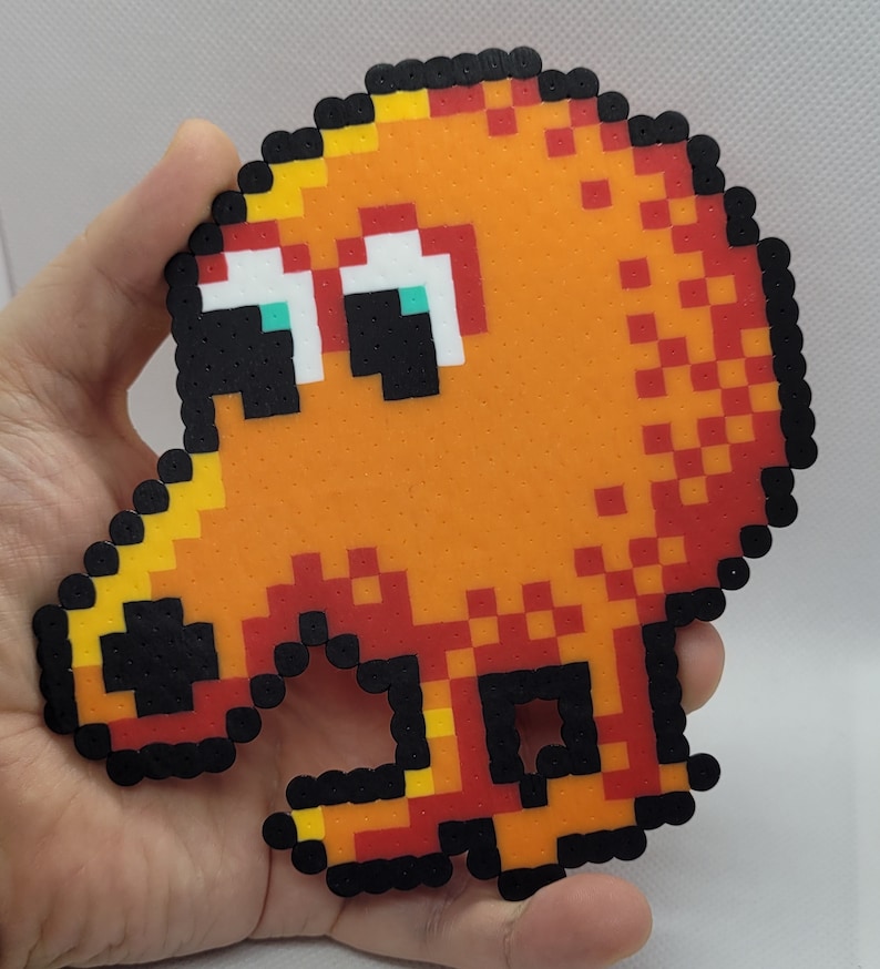 Q-bert Perler Bead Sprite Retro Arcade Sprite, Q Bert Pixel Art Geeky ...