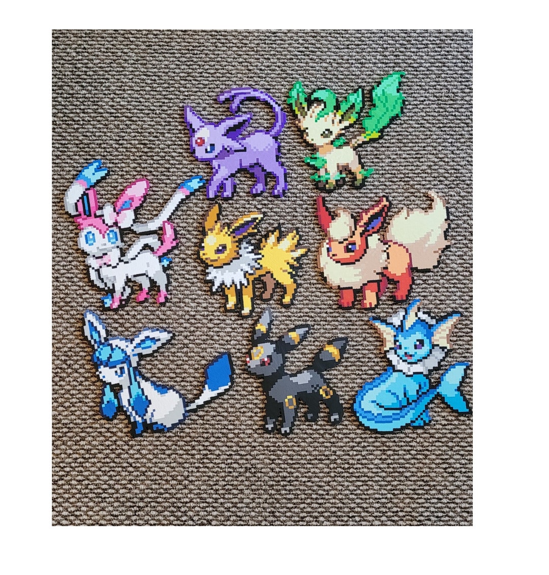 Perler Beads Pokemon, Eeveelution Pixel Art, Jolteon, Leafeon, Flareon ...