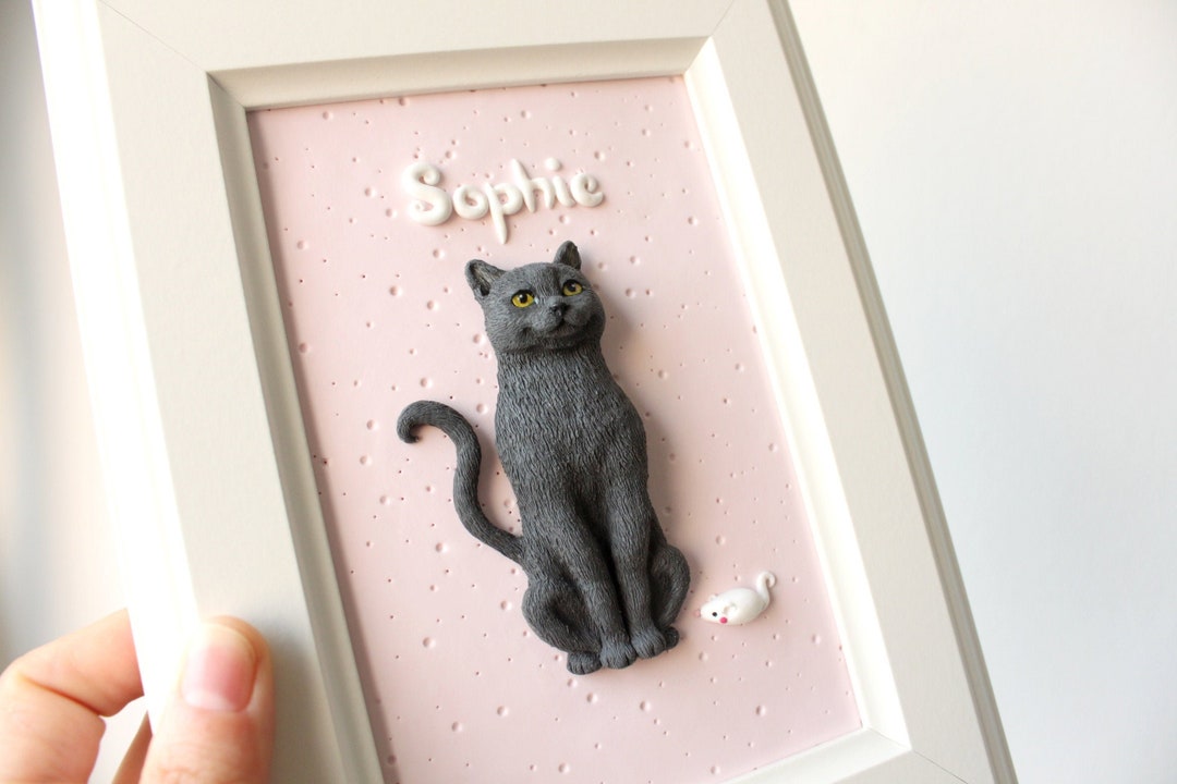 Custom Cat Portrait: Polymer Clay Pet Sculpture, Cat Memorial - Etsy