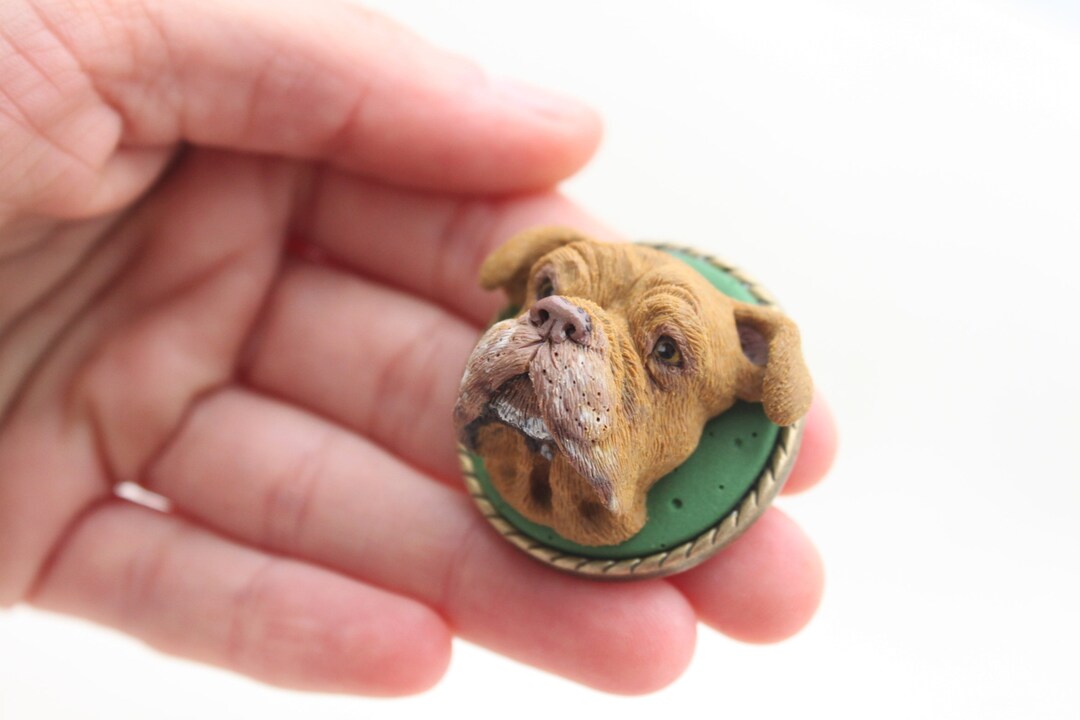 Custom Dog Portrait Brooch: Handmade Polymer Clay Pet Jewelry - Etsy