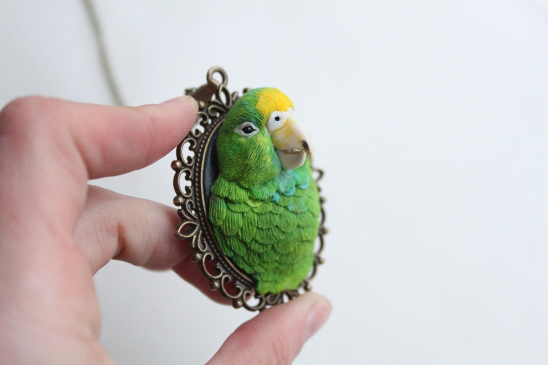 Custom Parrot Portrait Necklace: Polymer Clay Bird Jewelry - Etsy
