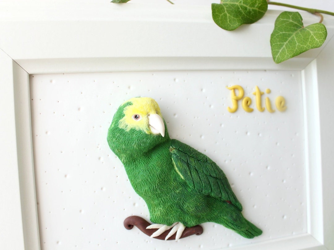 Custom Parrot Portrait: Polymer Clay Bird Sculpture, Pet Memorial Gift ...