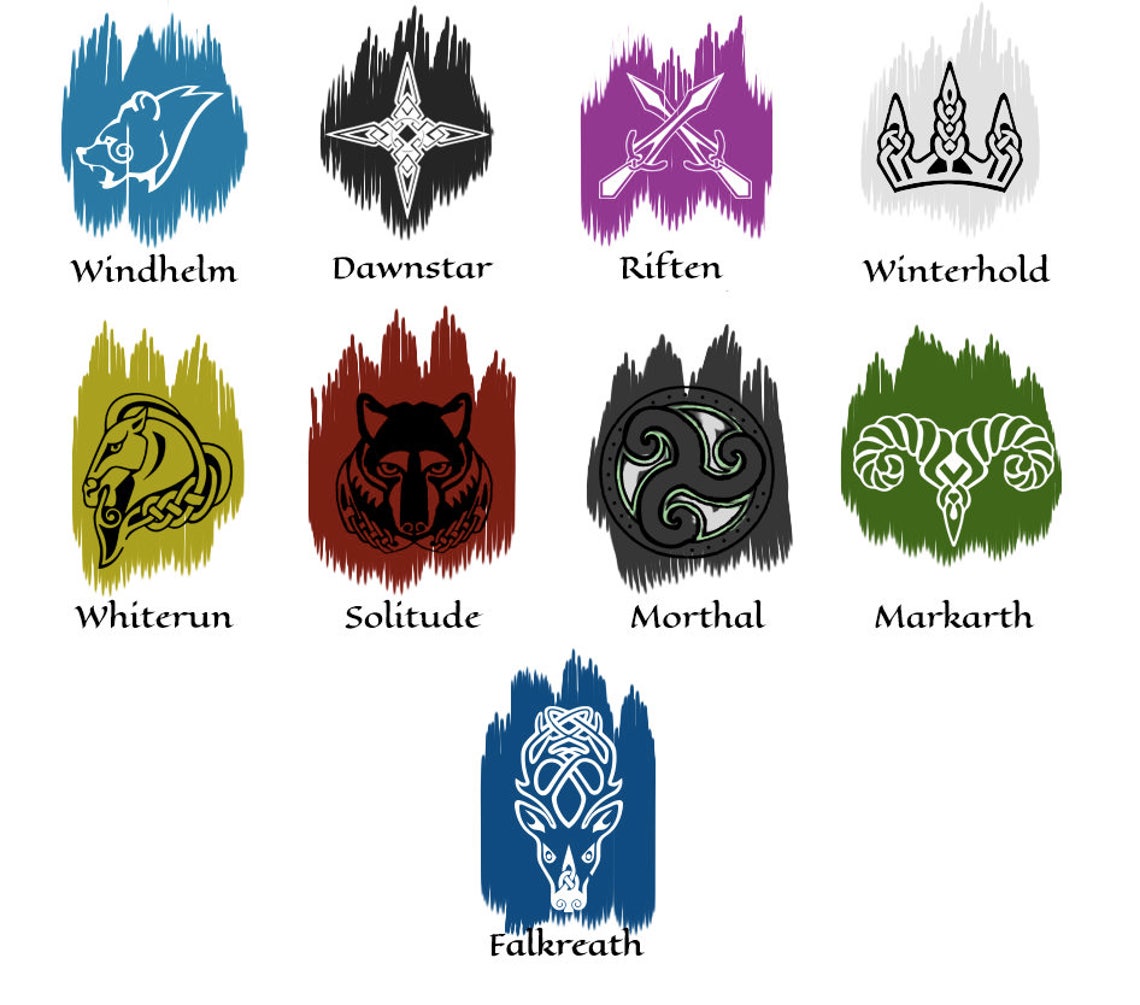 Custom Skyrim City Emblem Inspired Wood Painting | Etsy