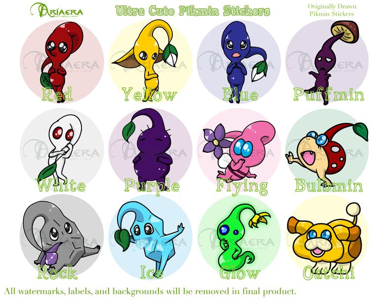 Chibi Pikmin Inspired Stickers by Ariaera - Etsy