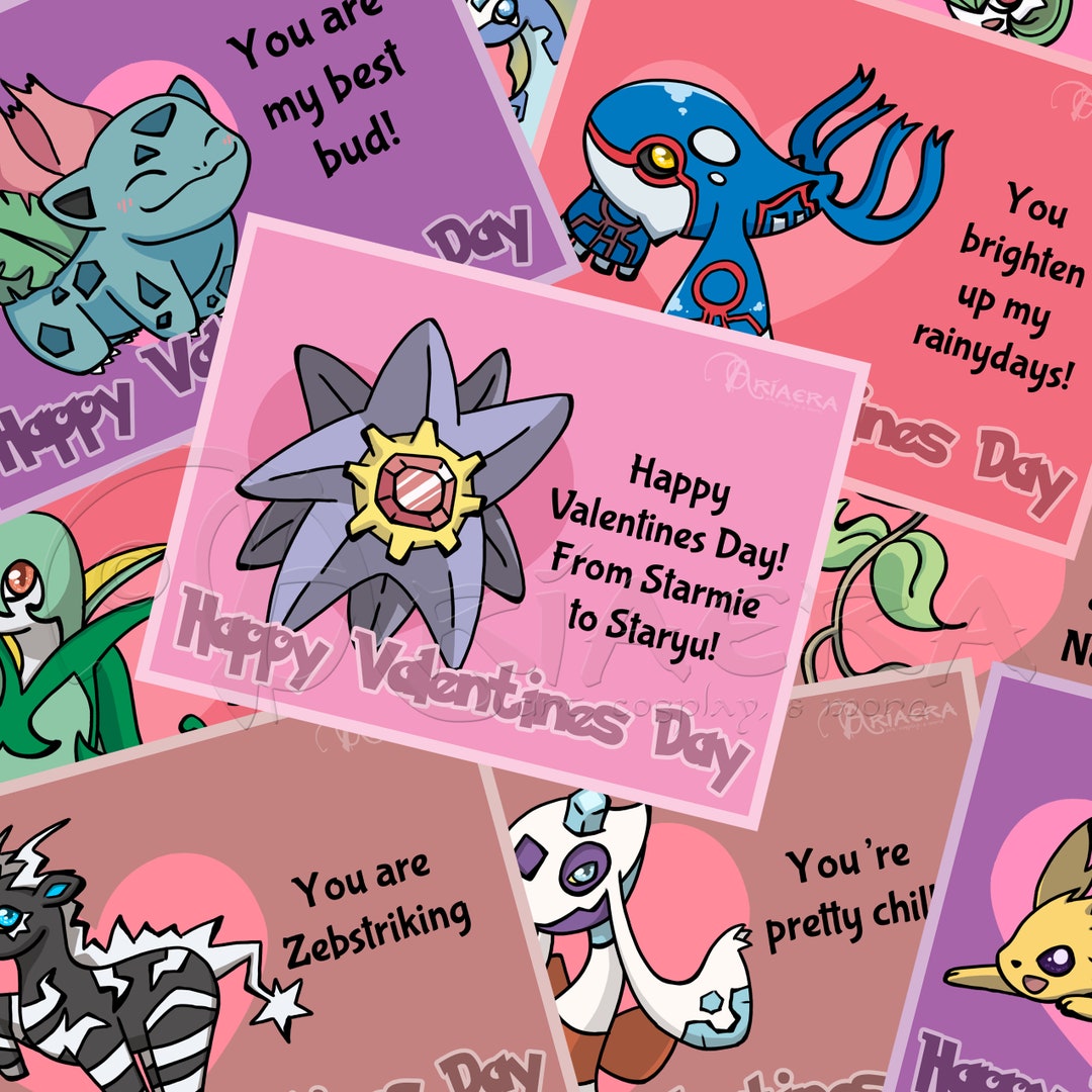 Ariaera's Pokemon Valentines Cards 16 DOWNLOADABLE CARD PRINTOUTS - Etsy