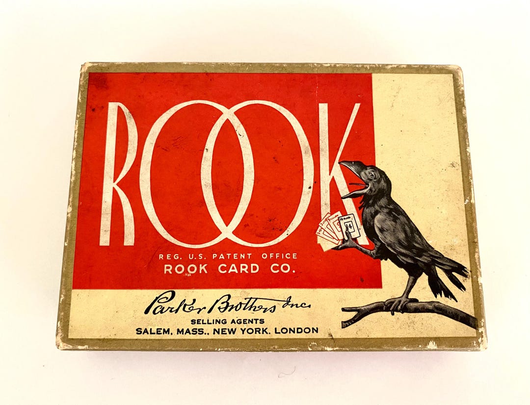 Vintage 1930s Rook Card Game Parker Brothers Navy Back With Bird ...