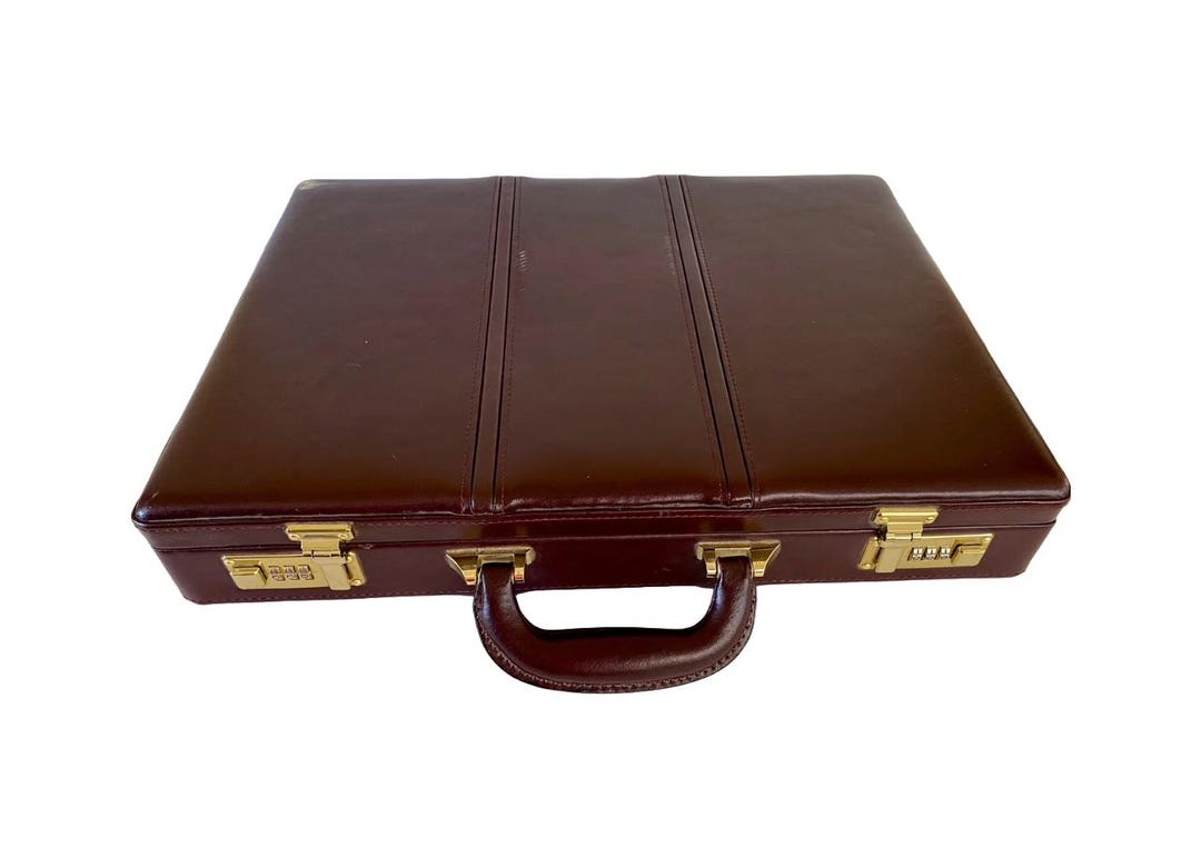 Vintage Leather Briefcase With Combination Locks Brown Attache Case - Etsy
