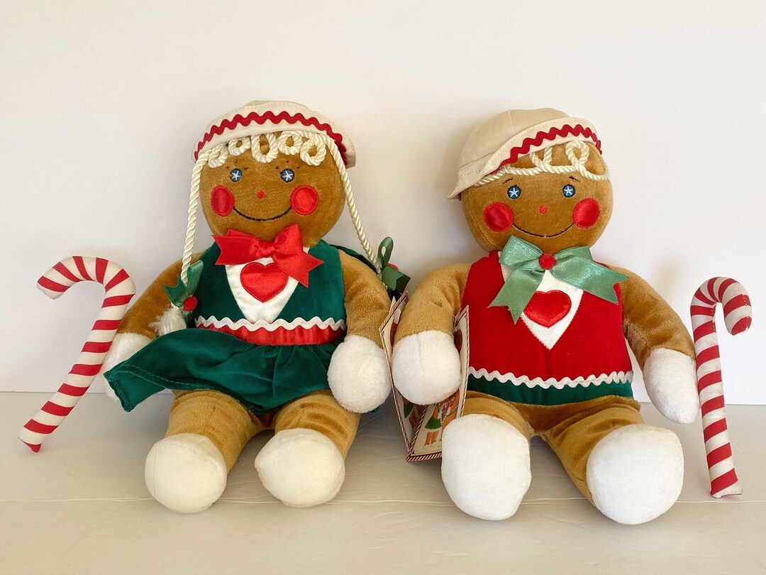 Vintage 1990 Target Gingerbread Boy and Girl Plush Dolls With Candy ...