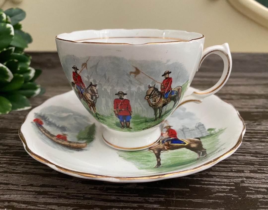 Vintage RCMP Mountie Teacup and Saucer Canada Souvenir Cup Royal ...