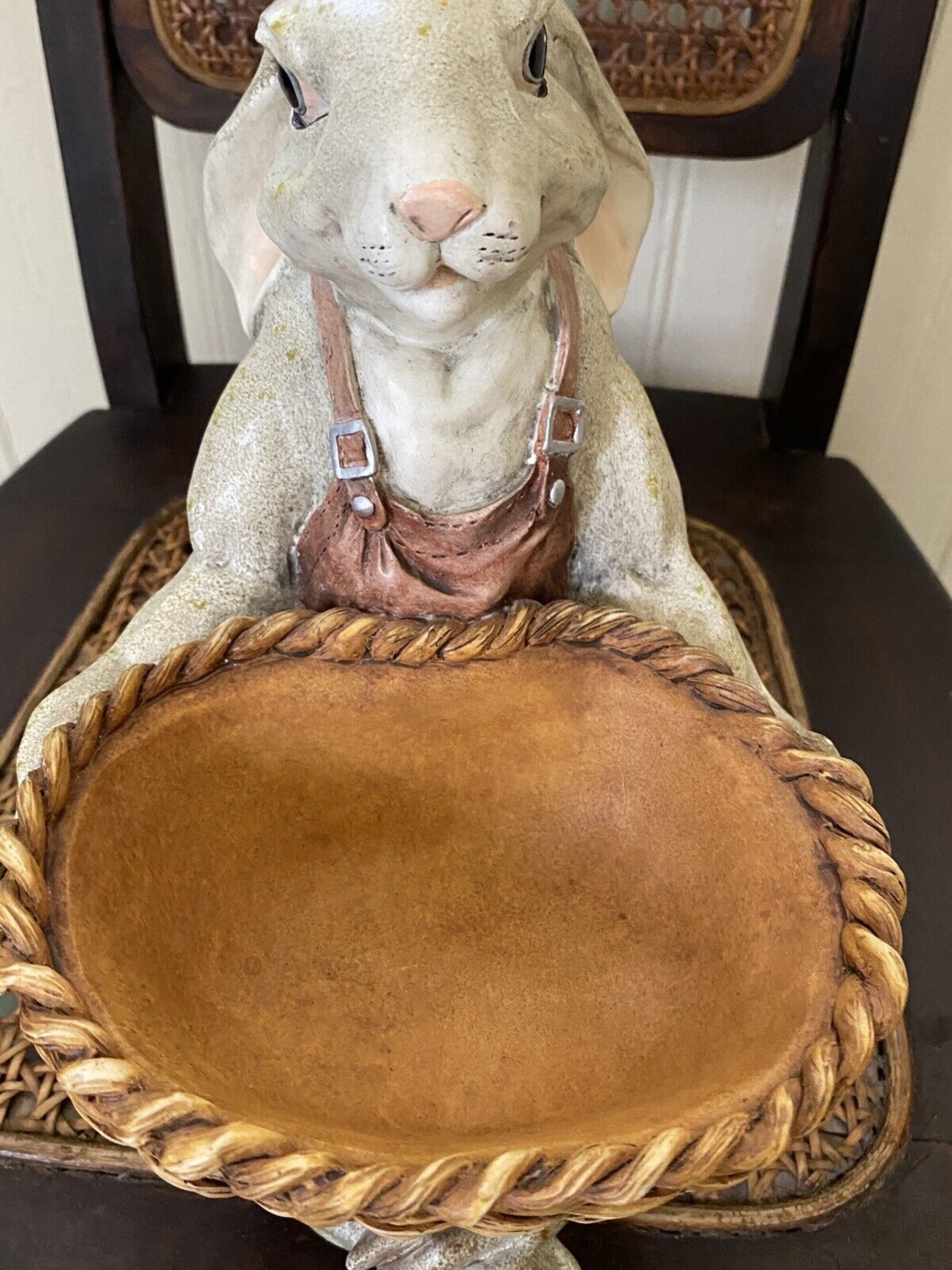 Vintage Garden Rabbit Resin Sitting Bunny Holding Basket - Etsy