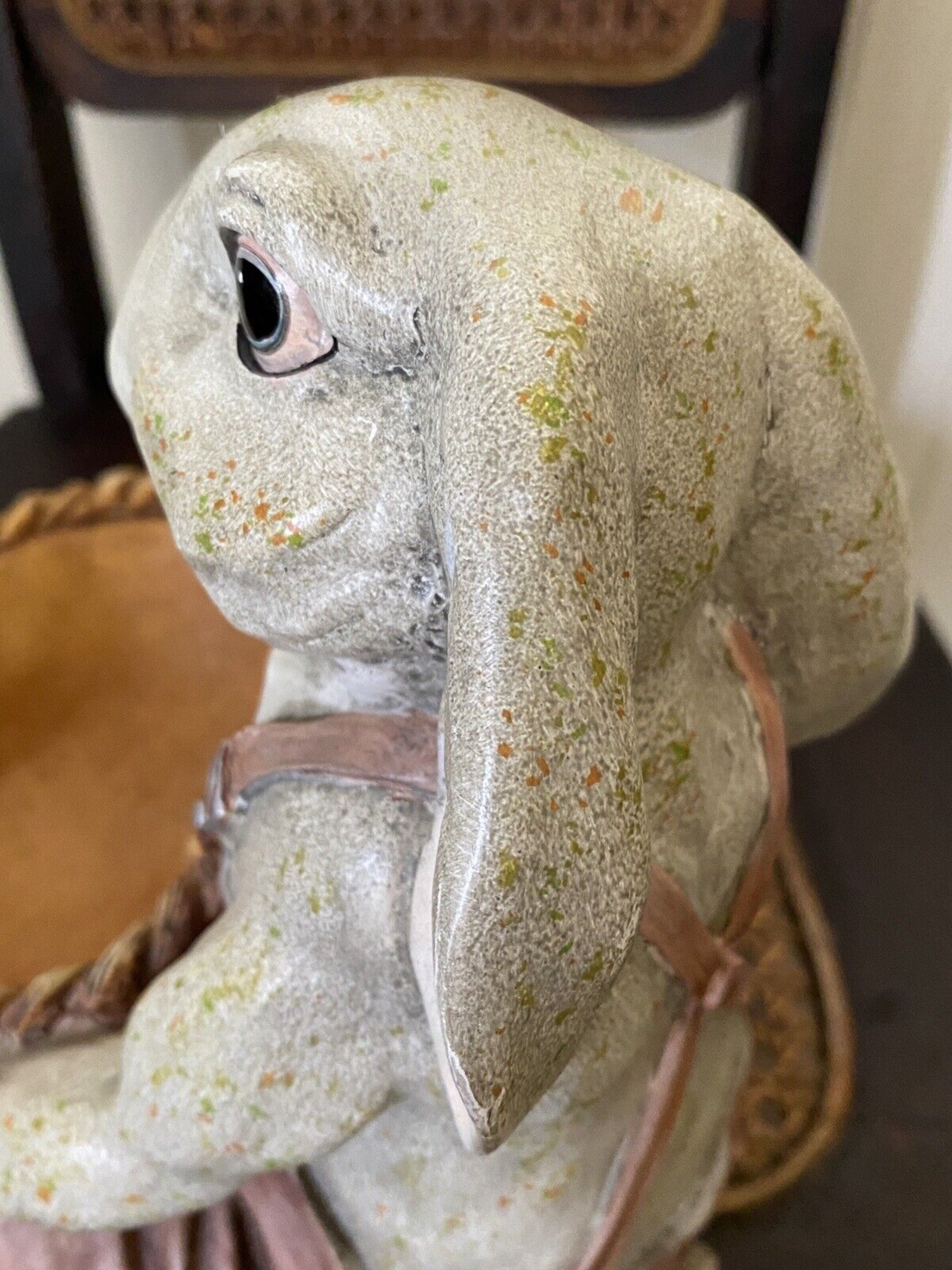 Vintage Garden Rabbit Resin Sitting Bunny Holding Basket - Etsy