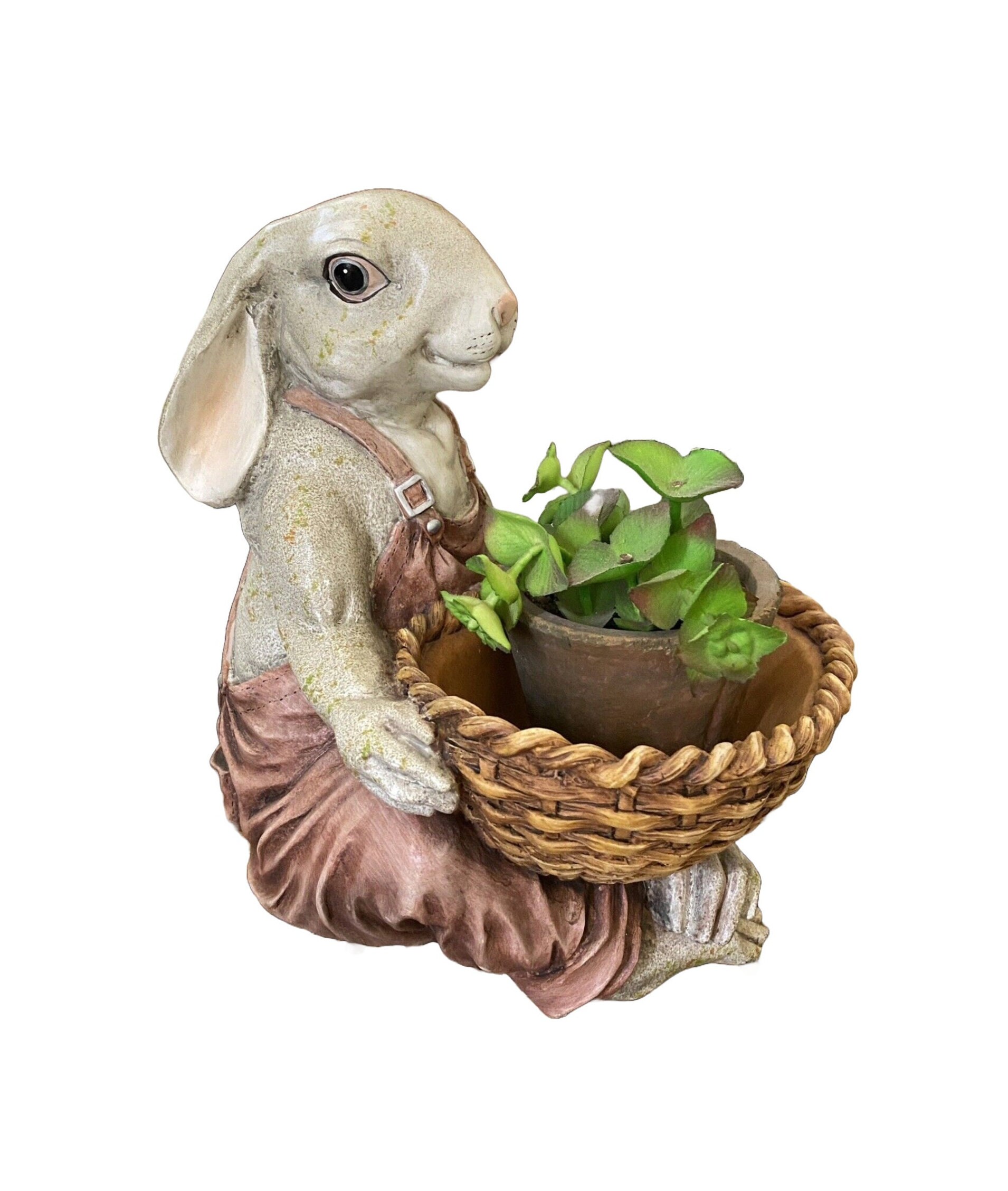 Vintage Garden Rabbit Resin Sitting Bunny Holding Basket - Etsy