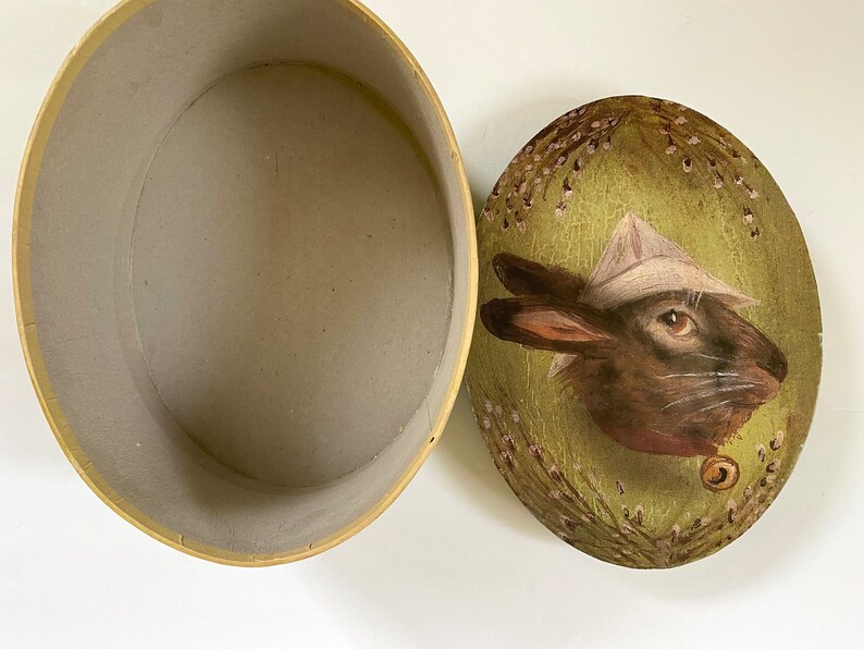 Vintage Oval Stacking Nesting Boxes Set of 2 Bunny Rabbit Green With ...