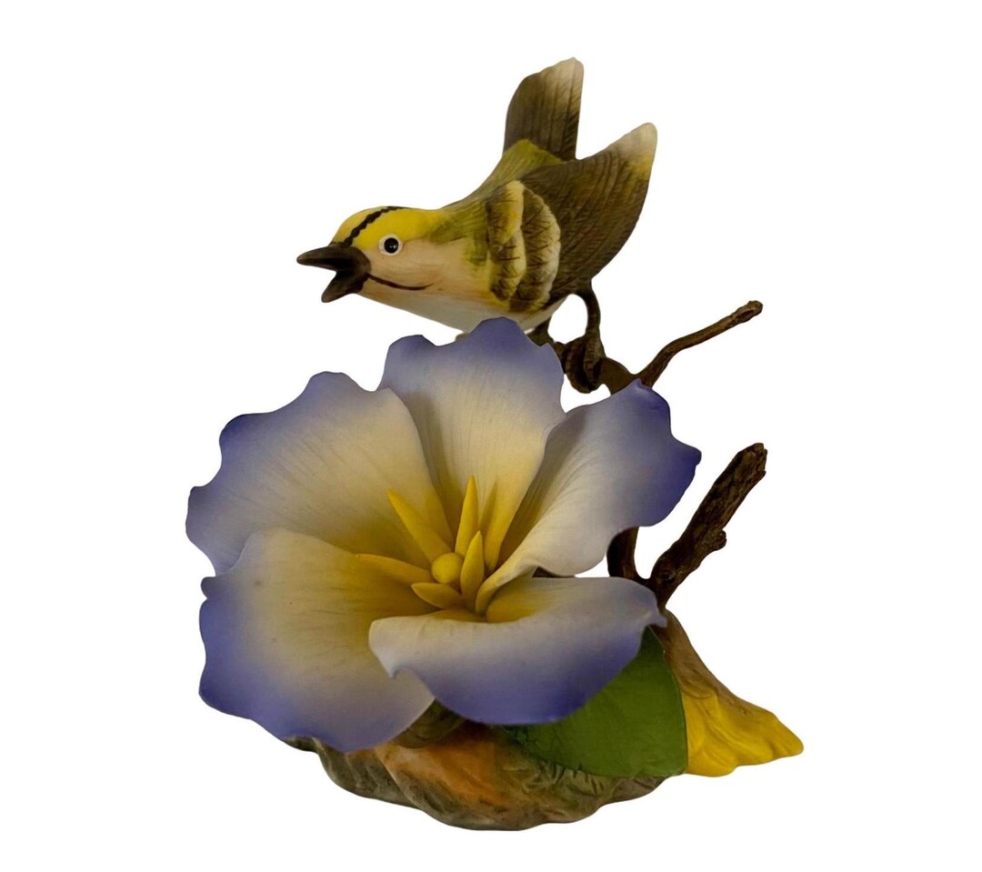 Andrea by Sadek Andrea's Flowers Gentiana With Kinglet Bird and Flower ...