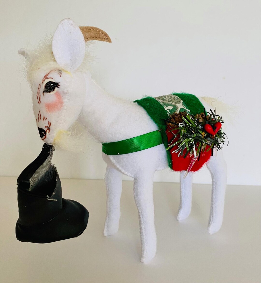 Annalee Naughty Christmas Goat Chewing Santa Boot Holiday Decoration - Etsy