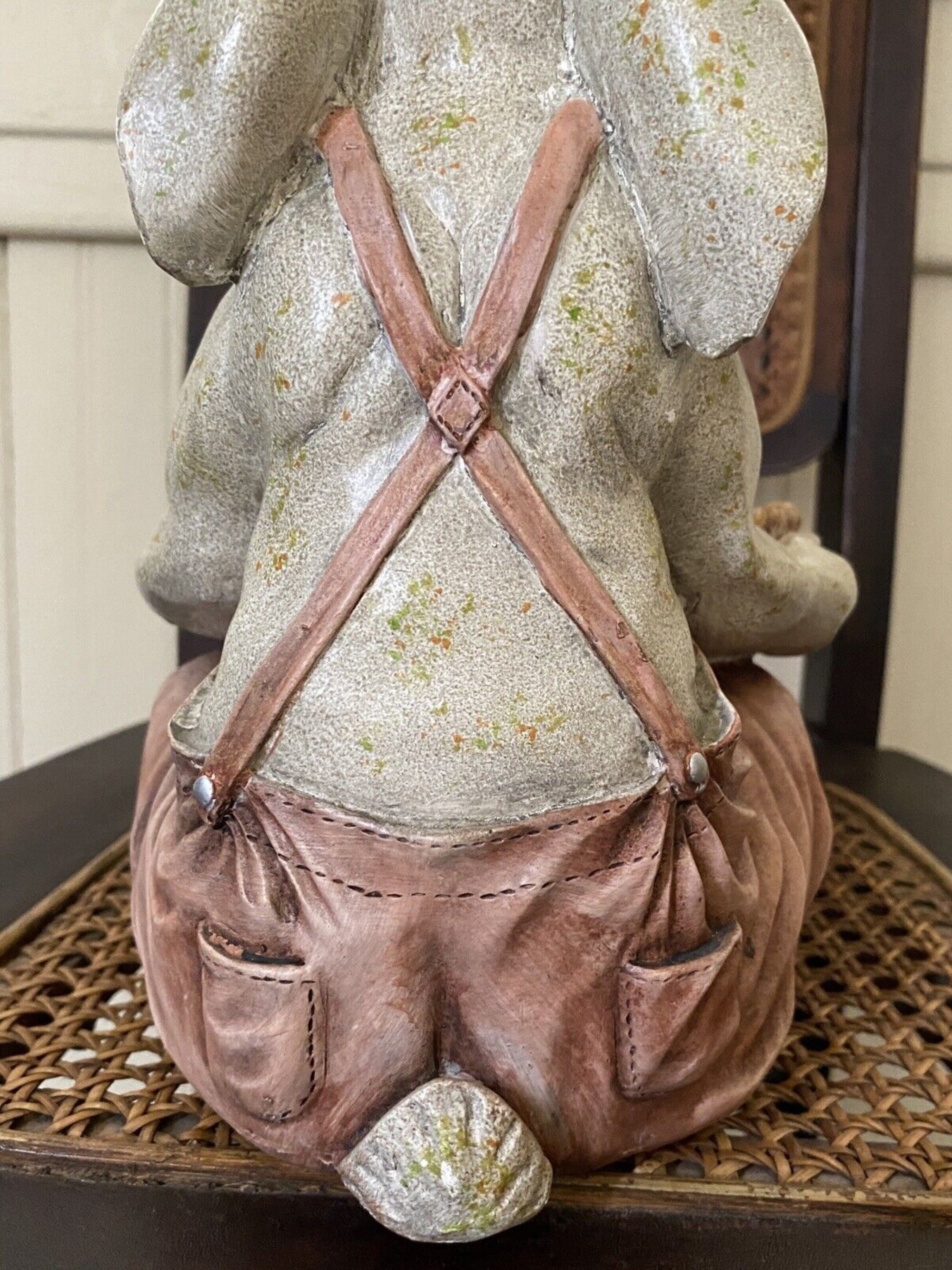 Vintage Garden Rabbit Resin Sitting Bunny Holding Basket - Etsy