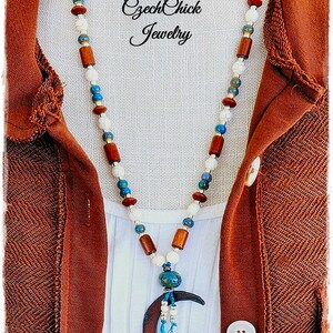 Rusted Iron Crescent Moon Necklace/western Beaded Jewelry/cowgirl ...