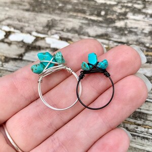 Wire Wrapped Turquoise Ring, Turquoise Jewelry, Round Bead Ring ...