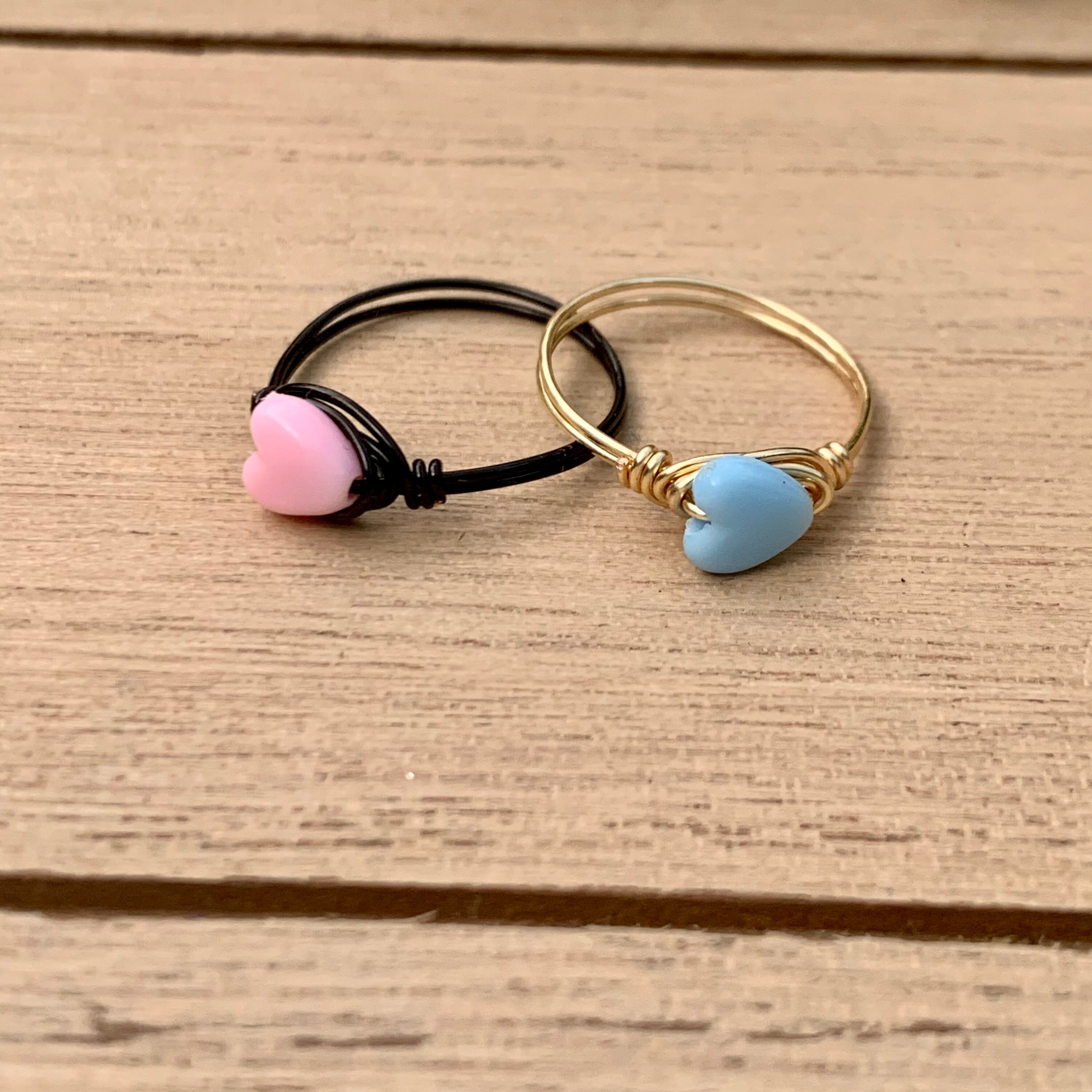 Tiny Pastel Heart Ring Mini Heart Minimalist Ring Heart Bead - Etsy