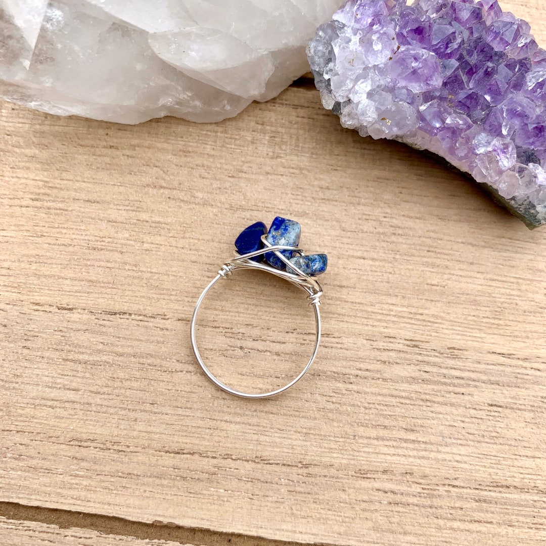 Wire Wrapped Sodalite Ring, Sodalite Crystal Jewelry Rings, Blue Stone ...