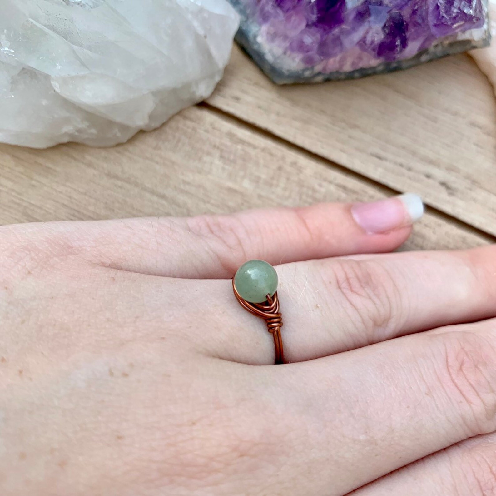 Small Green Aventurine Ring Aventurine Jewelry Green Bead - Etsy