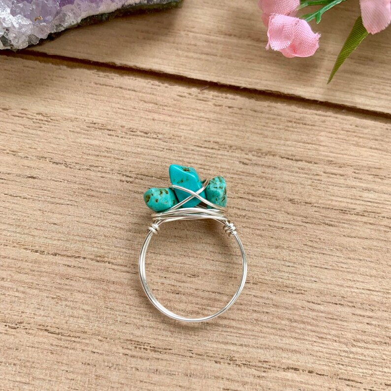 Wire Wrapped Turquoise Ring Turquoise Jewelry Round Bead - Etsy