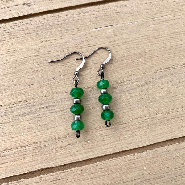 Lab Created Emerald Dangling Earrings - Etsy
